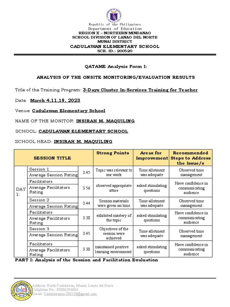 QATAME Analysis Form 1 | PDF