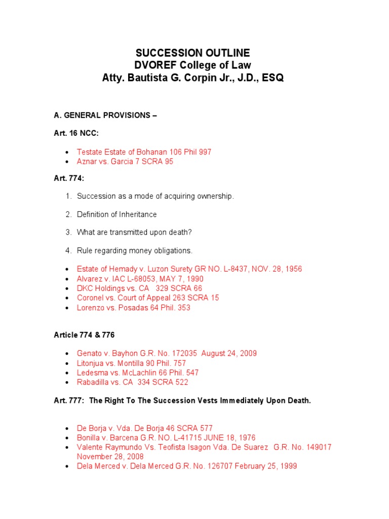 Succession Law Overview and Wills Guide | PDF | Will And Testament ...