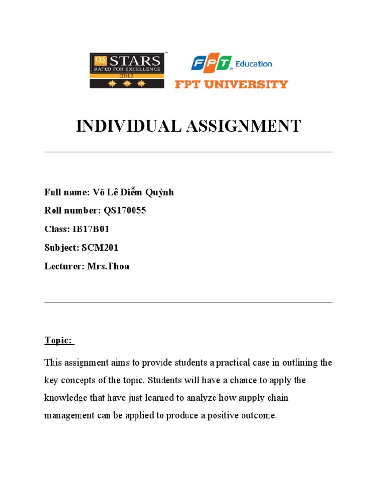 Võ Lê Diễm Quỳnh-Individual Assignment-scm201-Ib17b01 | PDF