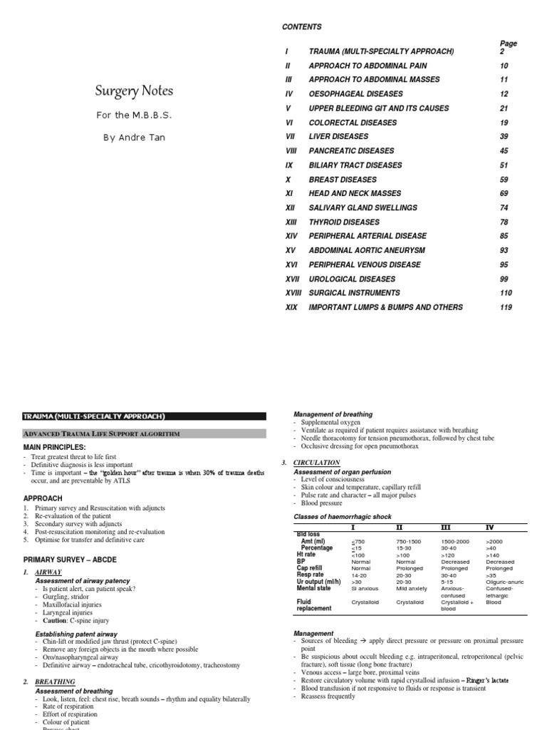 9-Andre Tan - S Surgical Notes | PDF | Injury | Human Diseases And ...
