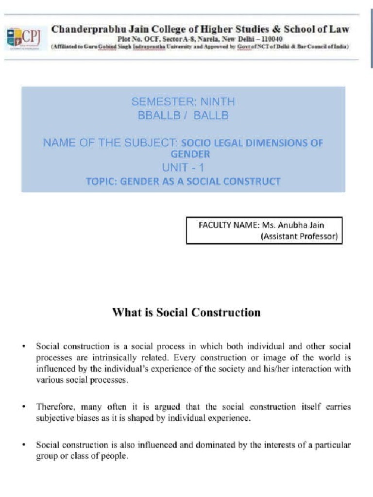 CPJ socio gender notes | PDF