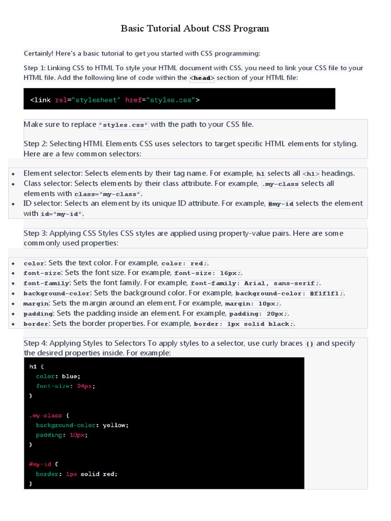 Basic Tutorial About CSS Program | PDF | Internet | Hypertext