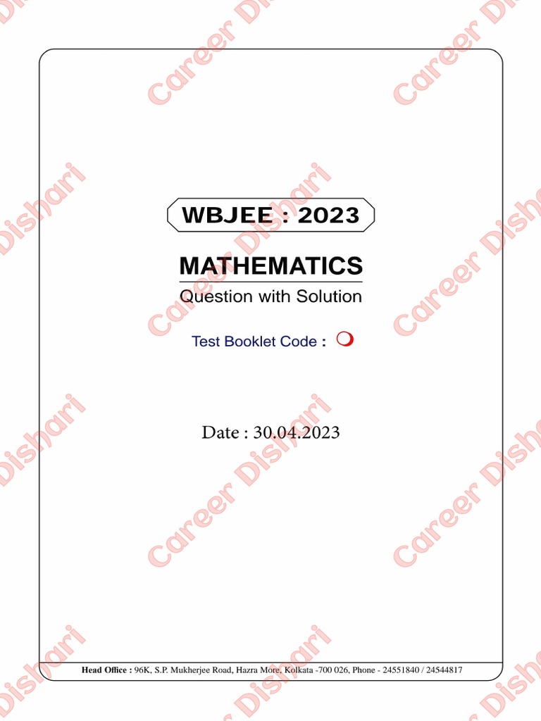 WBJEE 2023 Mathpdf | PDF