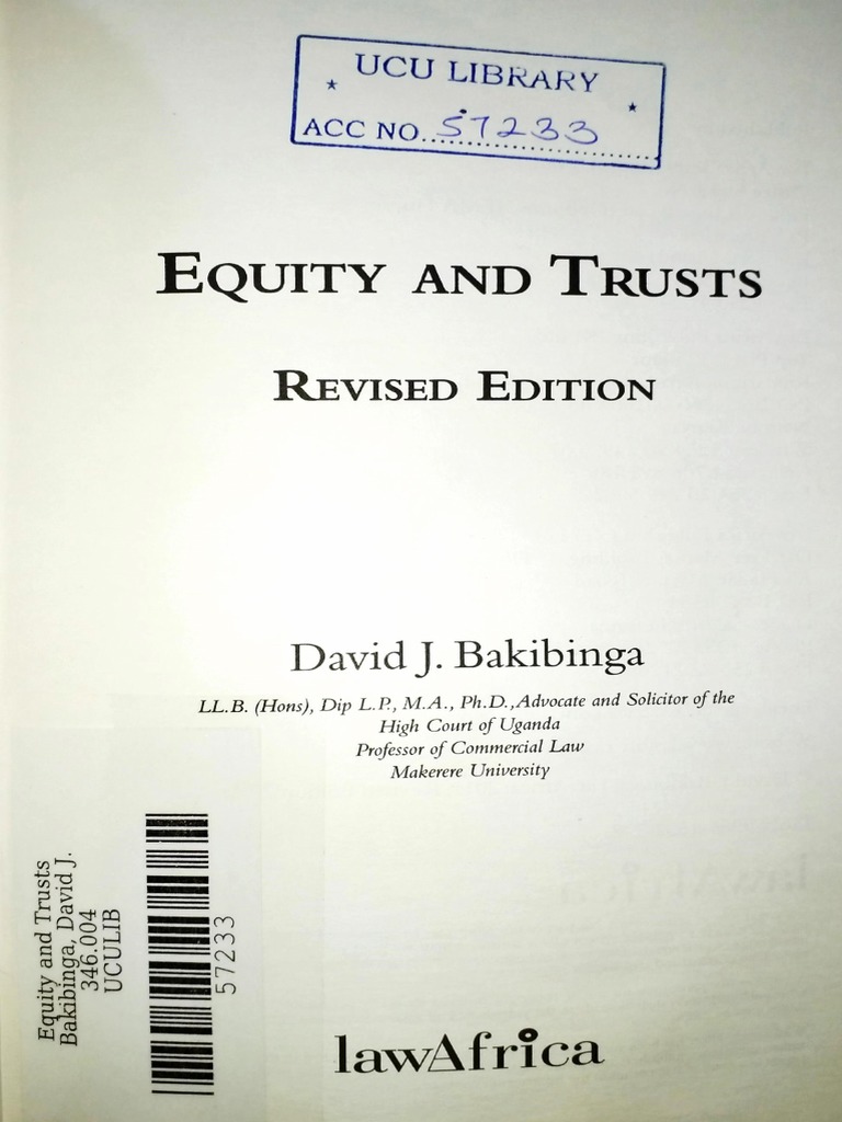 Equity and Trust in Uganda by Bakibinga, Chap. One | PDF | Equity (Law) | Common Law