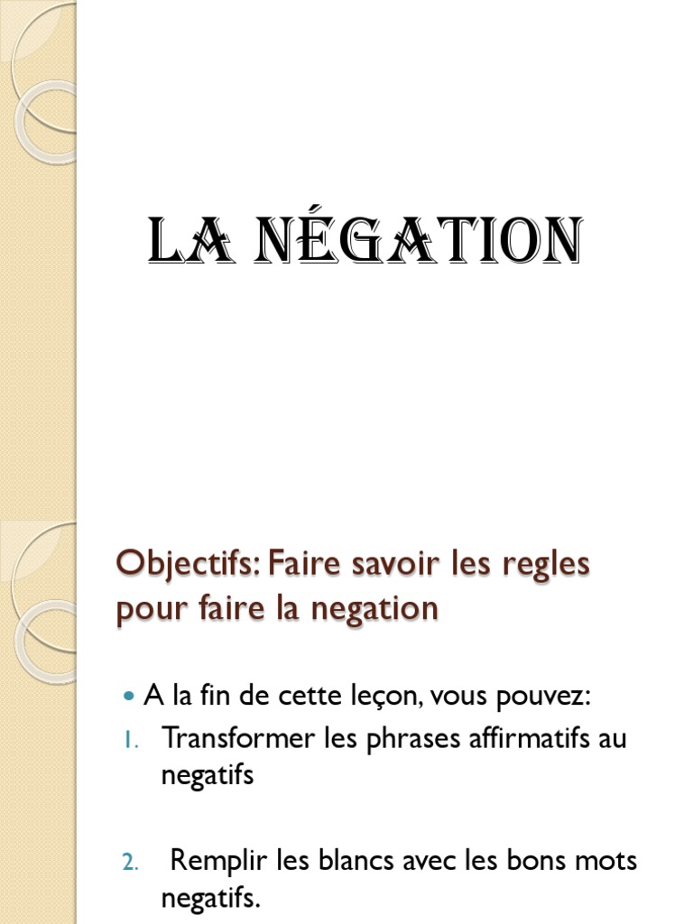 La Negation | PDF