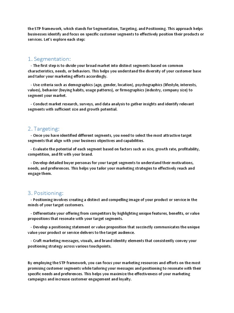 The Stp Framework Marketing Method Pdf 