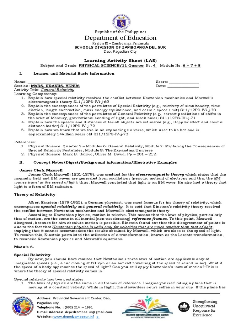 Gen Relativity Modules 6 7 8 | PDF | General Relativity | Redshift