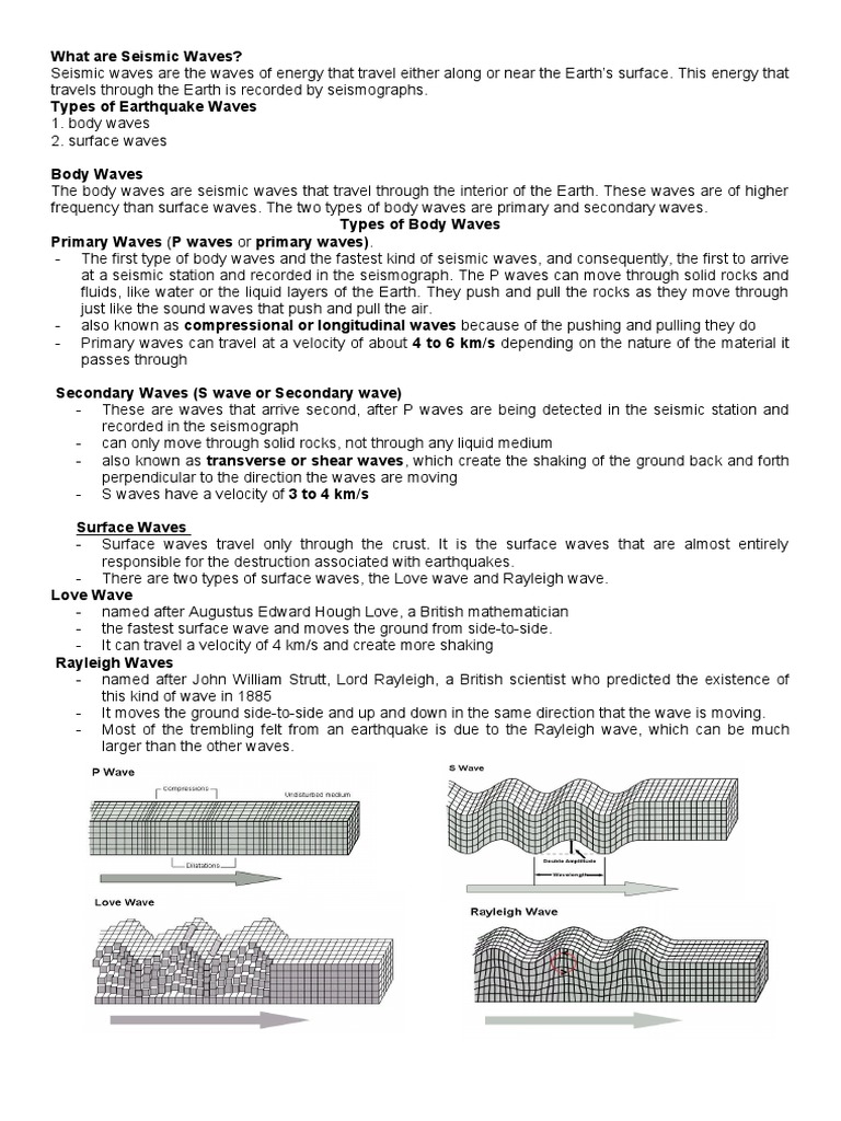 Types of Seismic Waves Explained | PDF