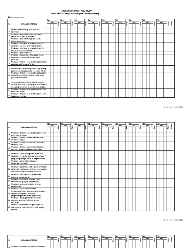 Logbook Kompetensi Perawat Ahli Muda | PDF
