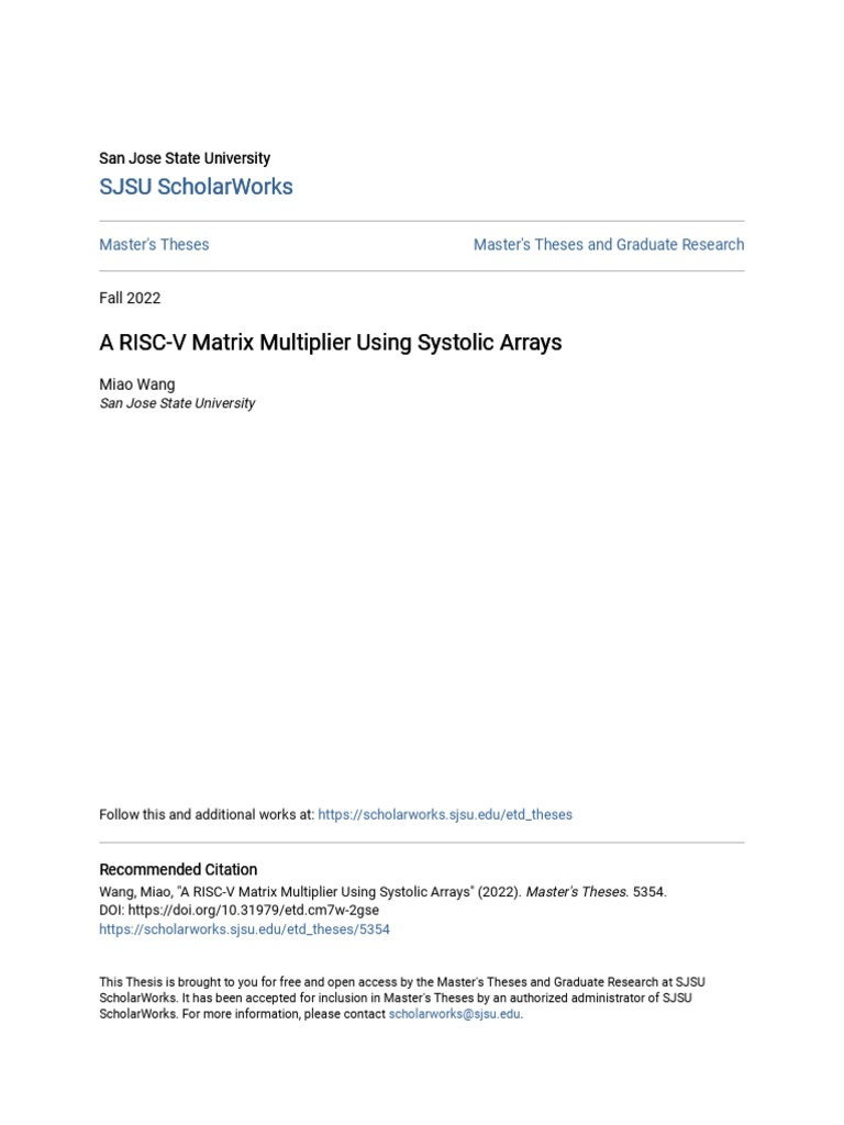 A RISC-V Matrix Multiplier Using Systolic Arrays | Download Free PDF ... A RISC-V Matrix Multiplier Using Systolic Arrays | Download Free PDF ...
