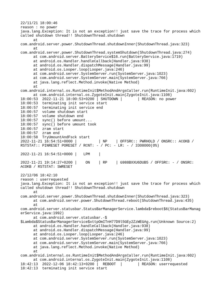Power Off Reset Reason Backup | PDF | Java (Programming Language) | Information Technology