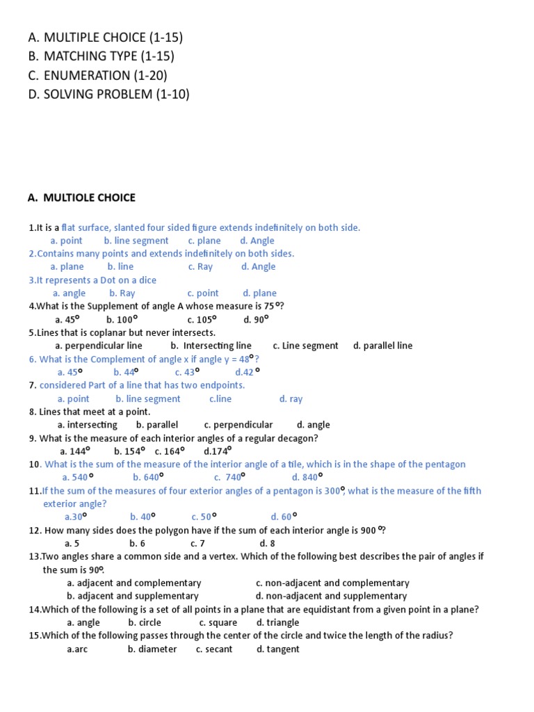 Multiple Choice | PDF | Circle | Triangle