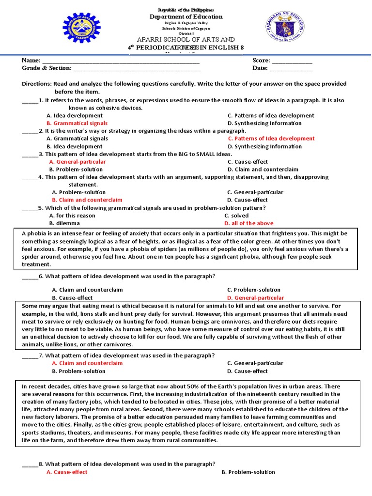 Answer Key | PDF | Astronauts | Meat