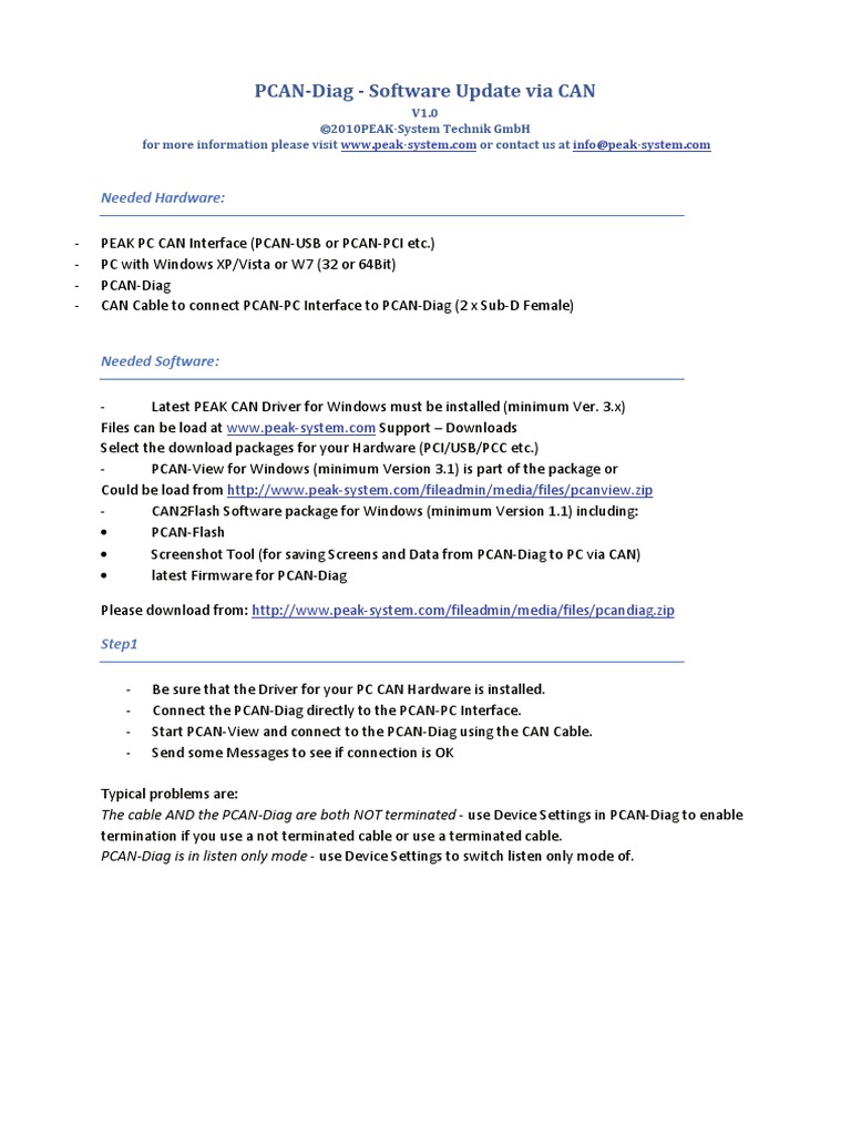 PCAN-Diag Firmware Update Guide | PDF | Microsoft Windows | Personal ...