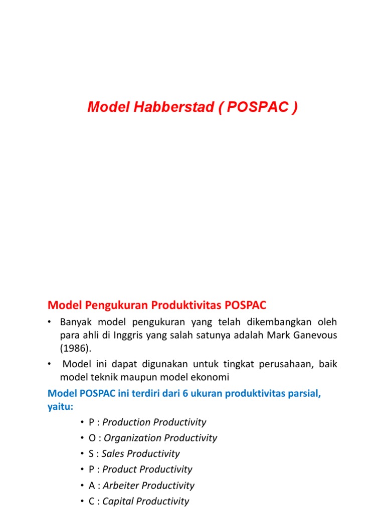 Model Produktivitas POSPAC Habberstad | PDF