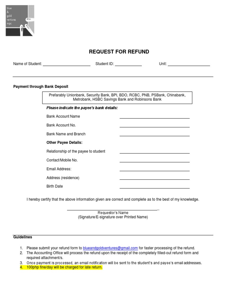 HEU Toga Refund Form (1) | PDF