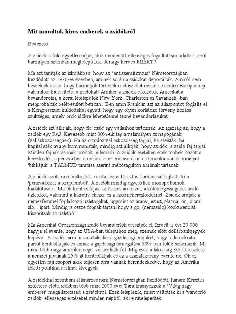 Híres Emberek A Zsidókról | PDF