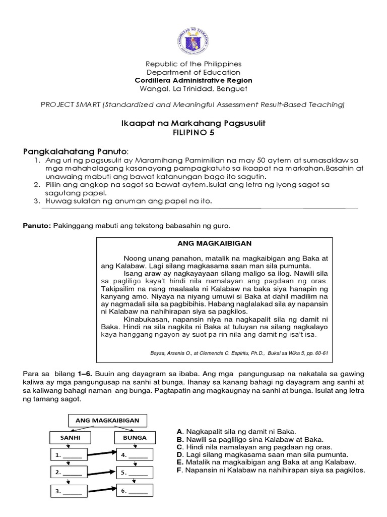 TQ - Q4 - Filipino - 5 - ROSEMARIE YANGKIN | PDF