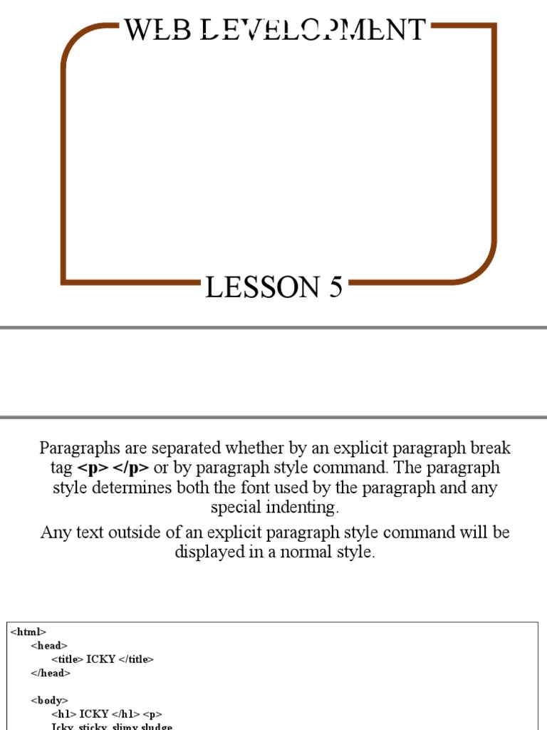 Lesson 5 Plain Html Code And Attributes Pdf 7802