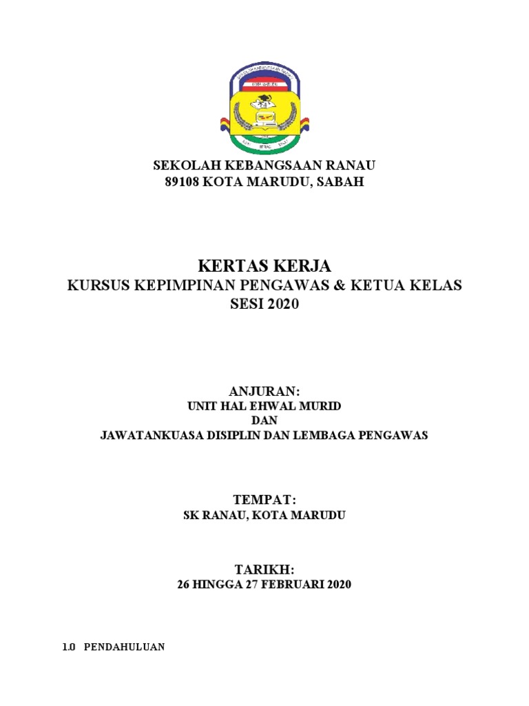 Kertas Kerja Kursus Kepimpinan Pengawas | PDF