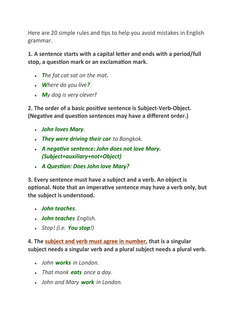 Here Are 20 Simple Rules and Tips To Help You Avoid Mistakes in English ...