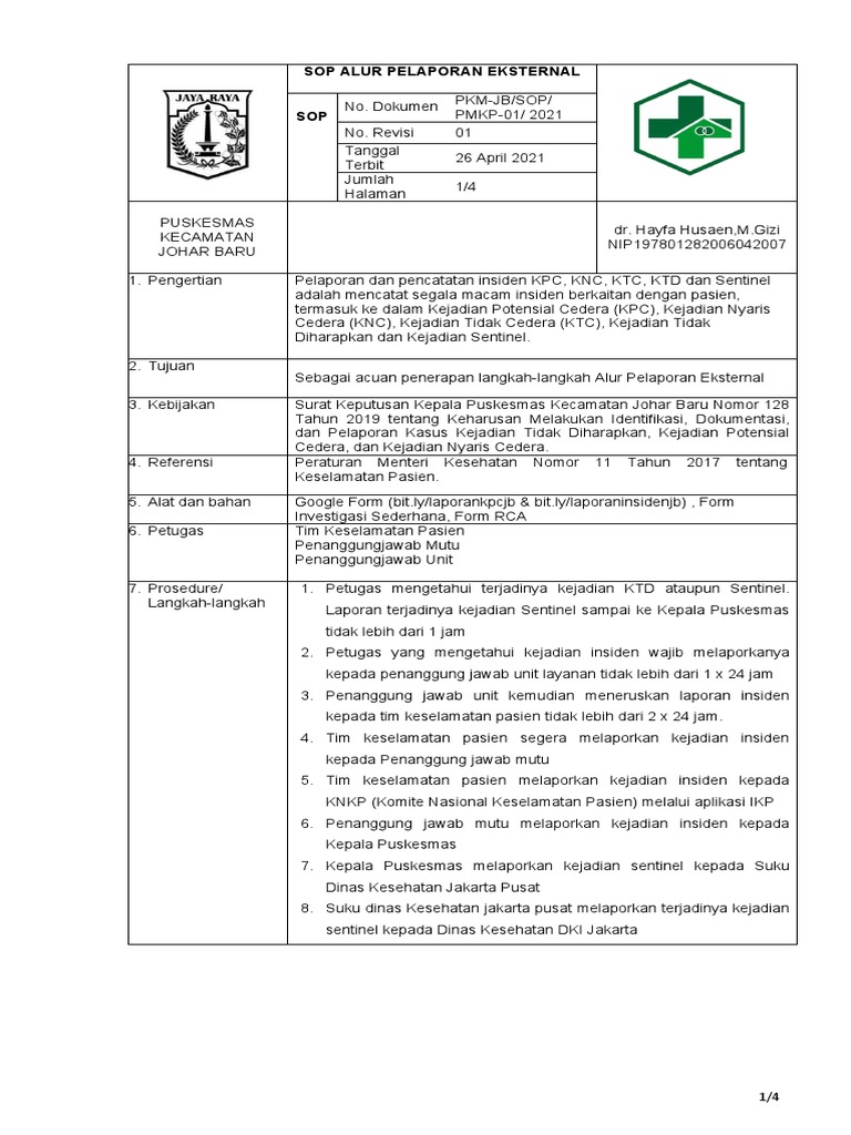 Sop Alur Pelaporan Eksternal | PDF