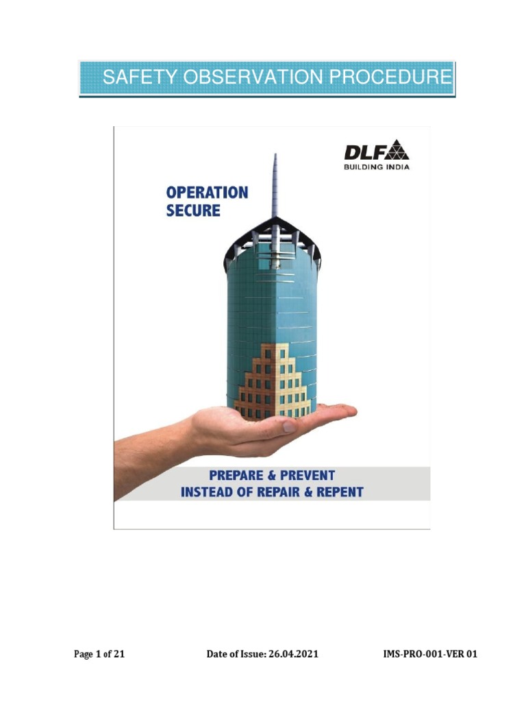 IMS-PRO-001-VER 01 - Safety Observation Procedure | PDF | Safety | Personal Protective Equipment