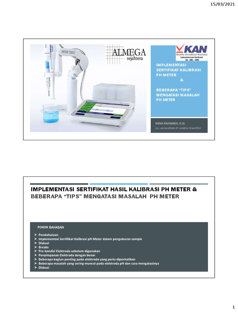 Implementasi Sertifikat Kalibrasi PH Meter & Tips Pemakaian PH Meter | PDF