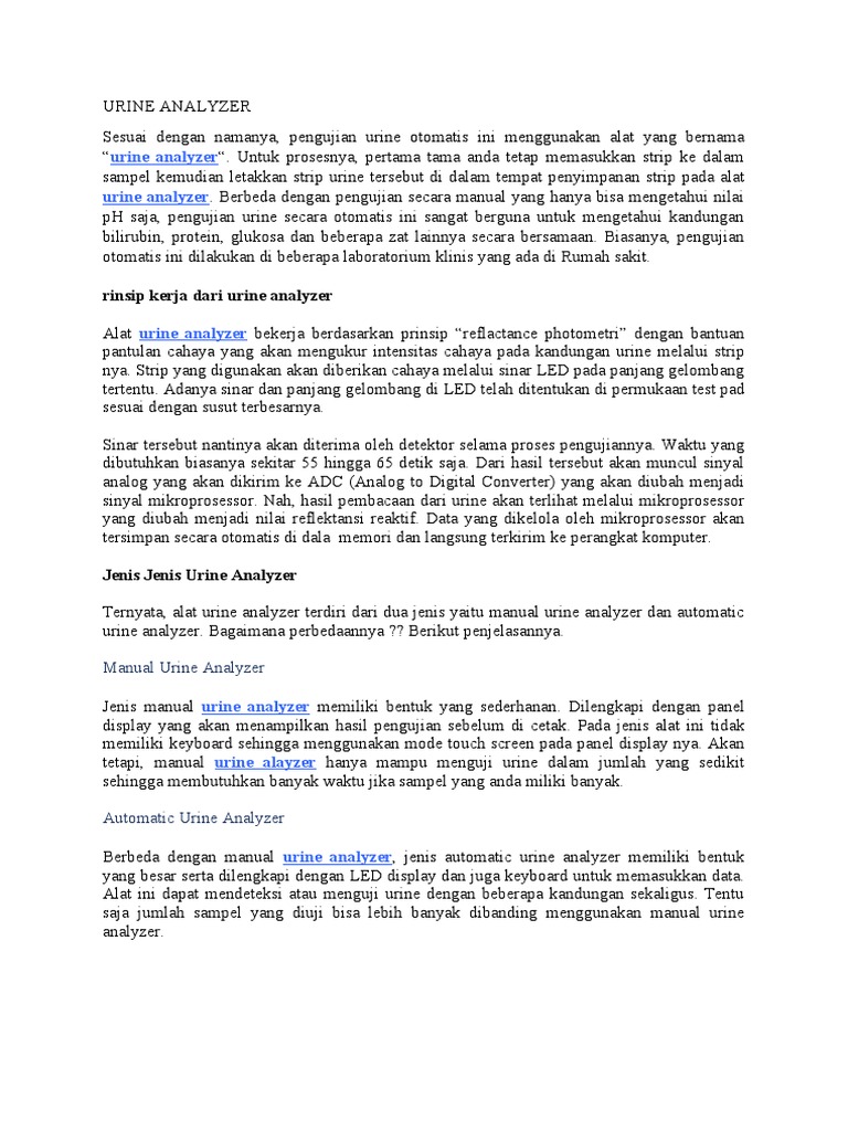 Urine Analyzer | PDF