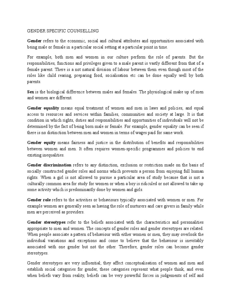 Gender-Specific Counseling Approaches | PDF | Gender | Gender Studies