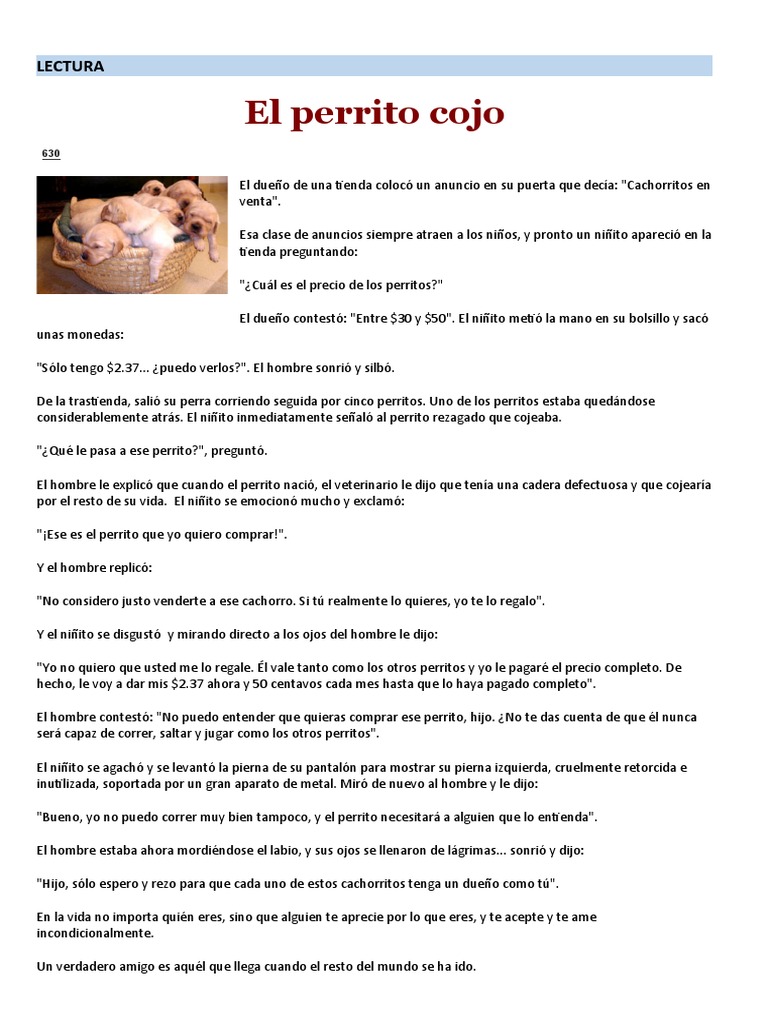 Lectura 1 Perrito | PDF
