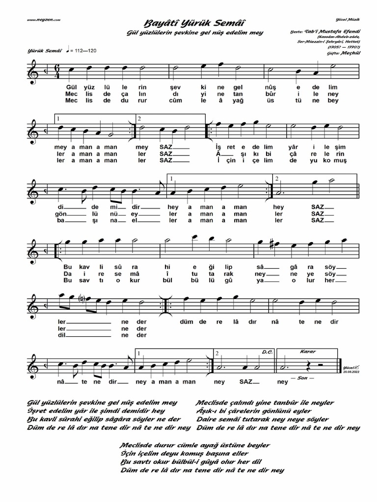 Gul Yuzlulerin Sevkine Gel Nus Edelim Mey | PDF