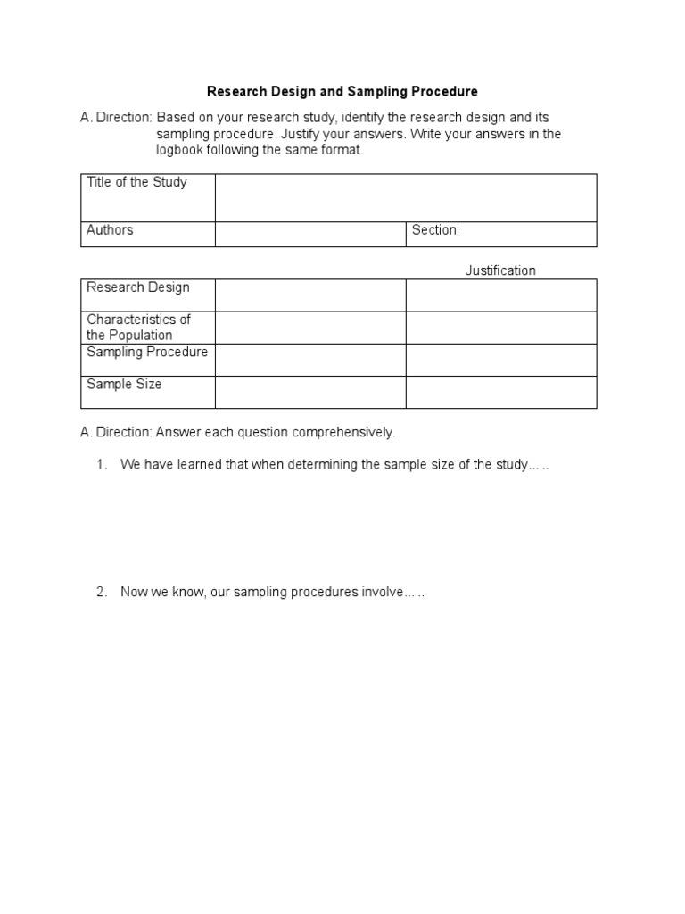 Research Design and Sampling Procedure | PDF