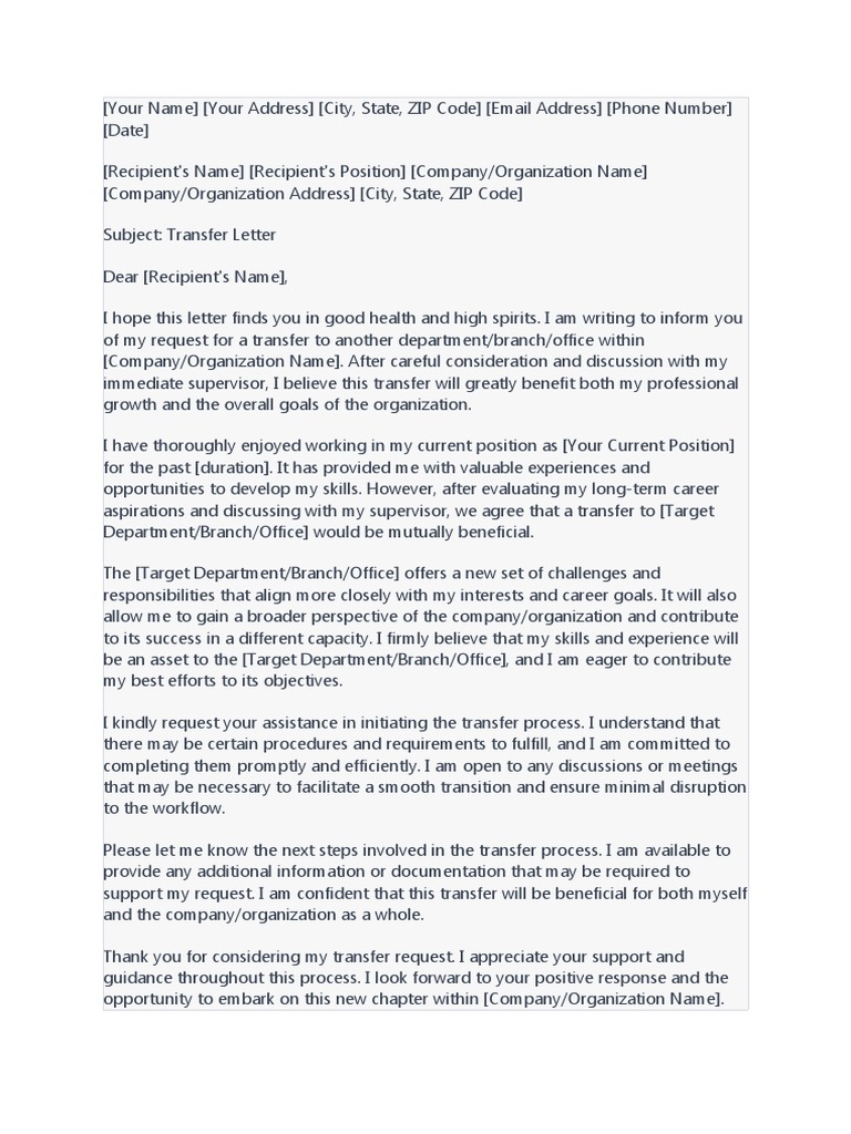 Transfer Letter | PDF | Career & Growth