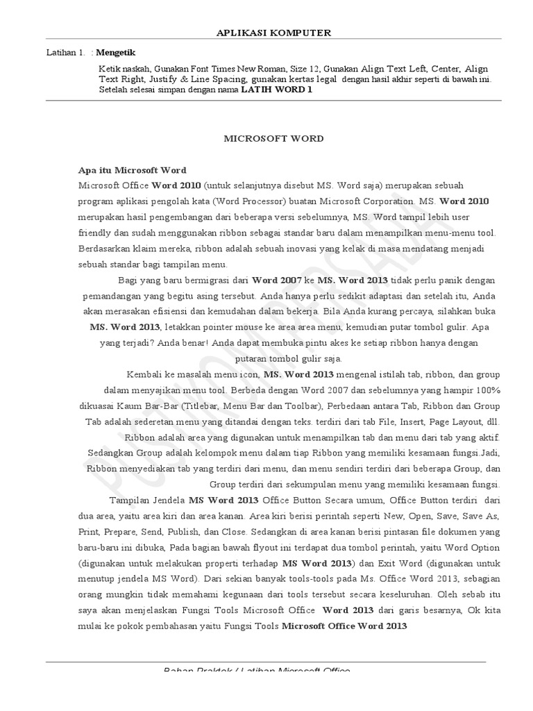 Latihan 1 Mengetik | PDF