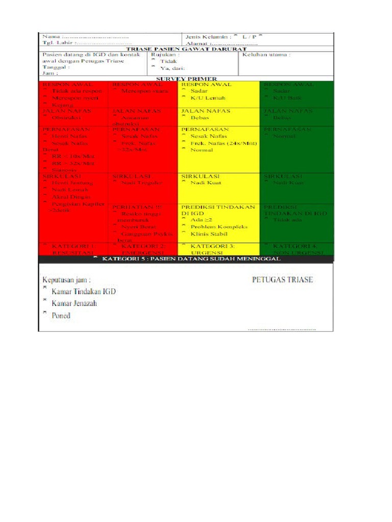 Contoh Form Triage | PDF