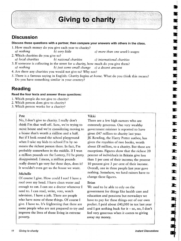 Charity Instant Discussions | PDF