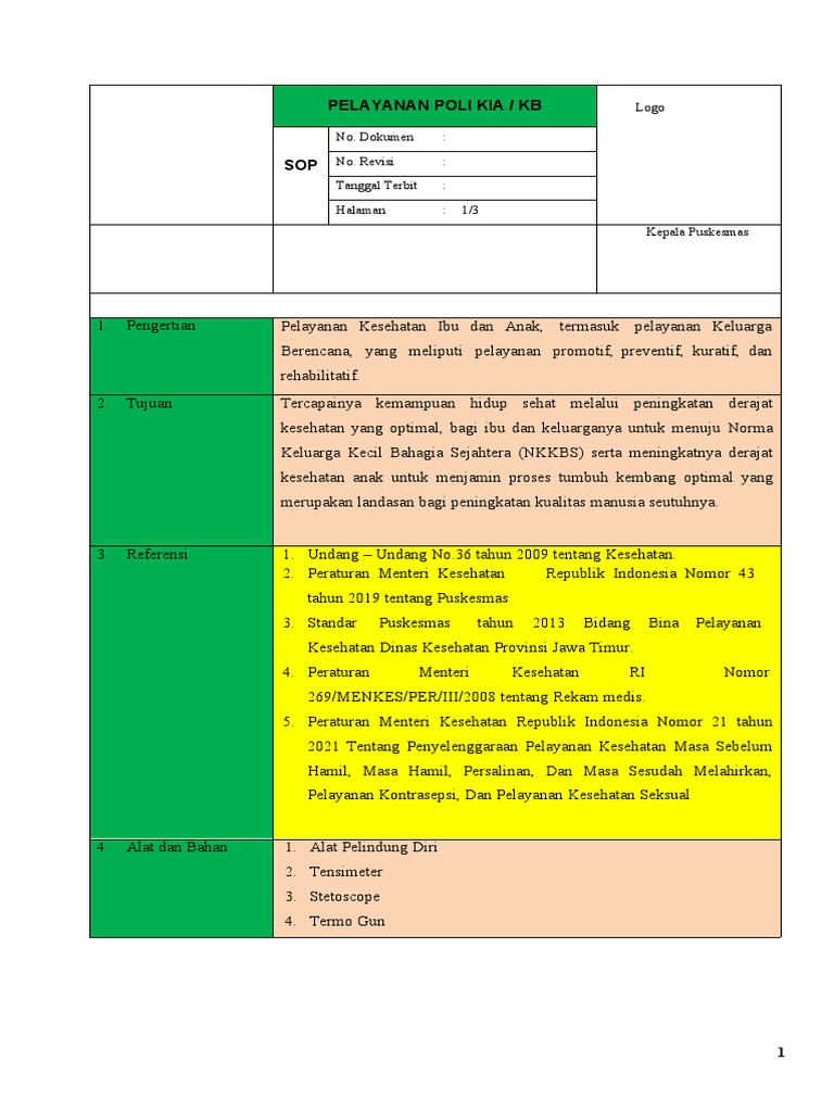 SOP Pelayanan Poli Kia | PDF | Sains & Matematika