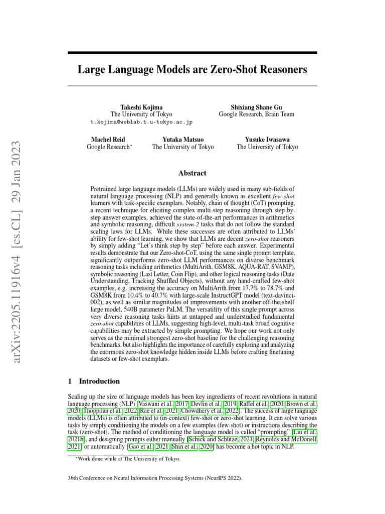 Kojima, T., Et Al. (2022) - Large Language Models Are Zero-Shot Reasoners. Arxiv | PDF ...