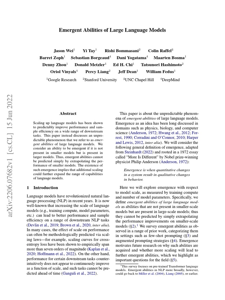 Wei, J., Et Al. (2022) - Emergent Abilities of Large Language Models ... Wei, J., Et Al. (2022) - Emergent Abilities of Large Language Models ...