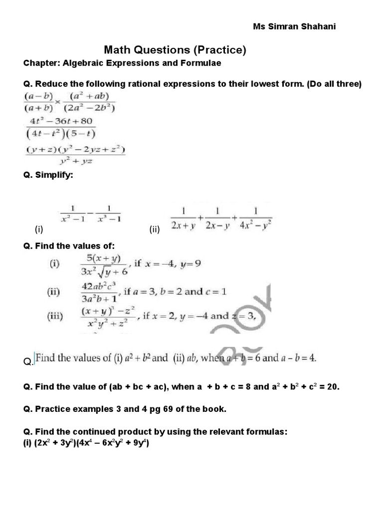 Math Revision Questions | PDF