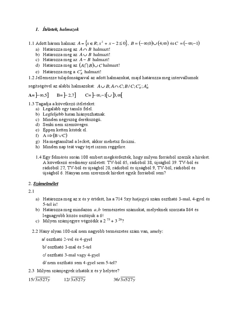 Gyakorló Feladatok 2022 | PDF