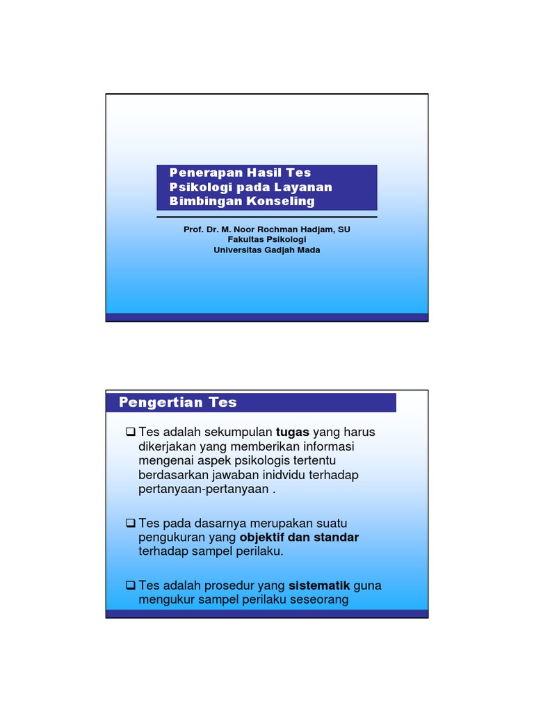 Penerapan Hasil Tes Psikologi Pada Layanan Bimbingan Konseling 2 ...