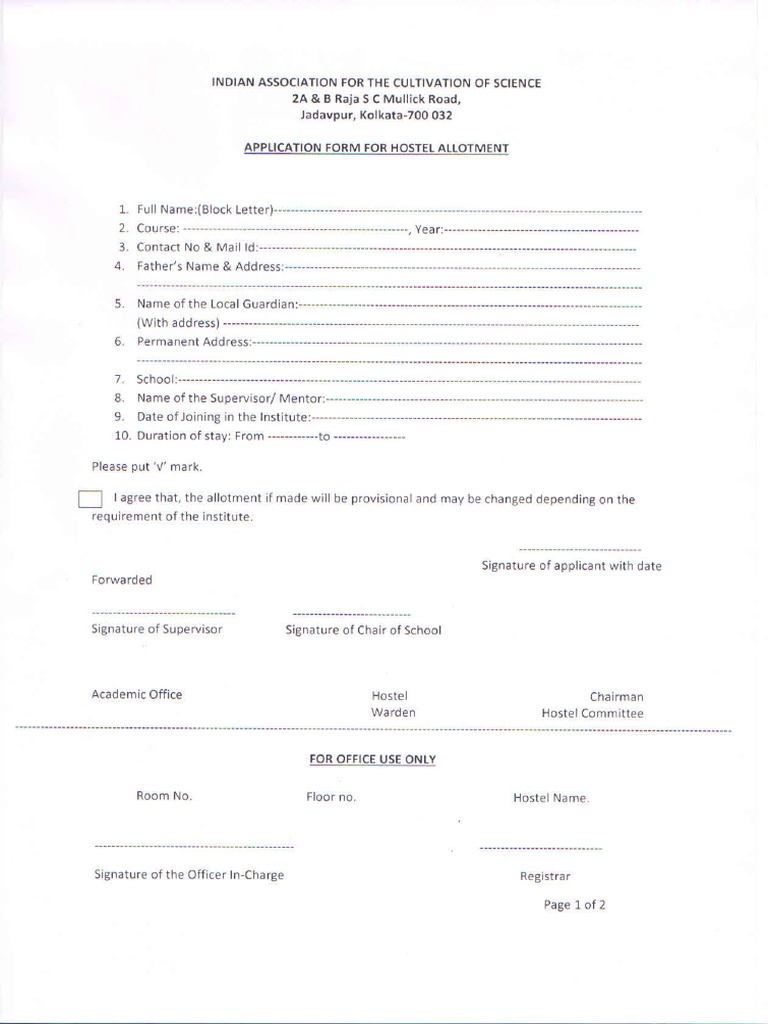 Hostel-Application-Form | PDF