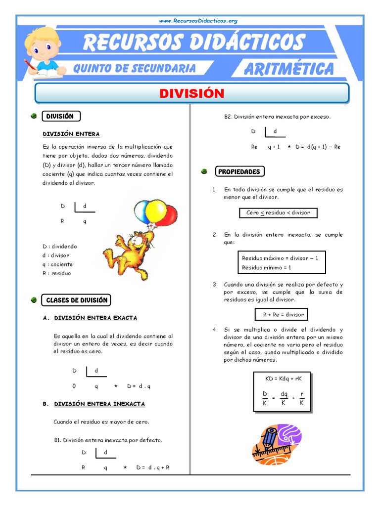 Ejercicios de División para Secundaria | PDF | División (Matemáticas ...