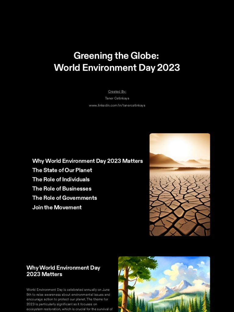 Greening The Globe - World Environment Day 2023 | PDF | Natural ...