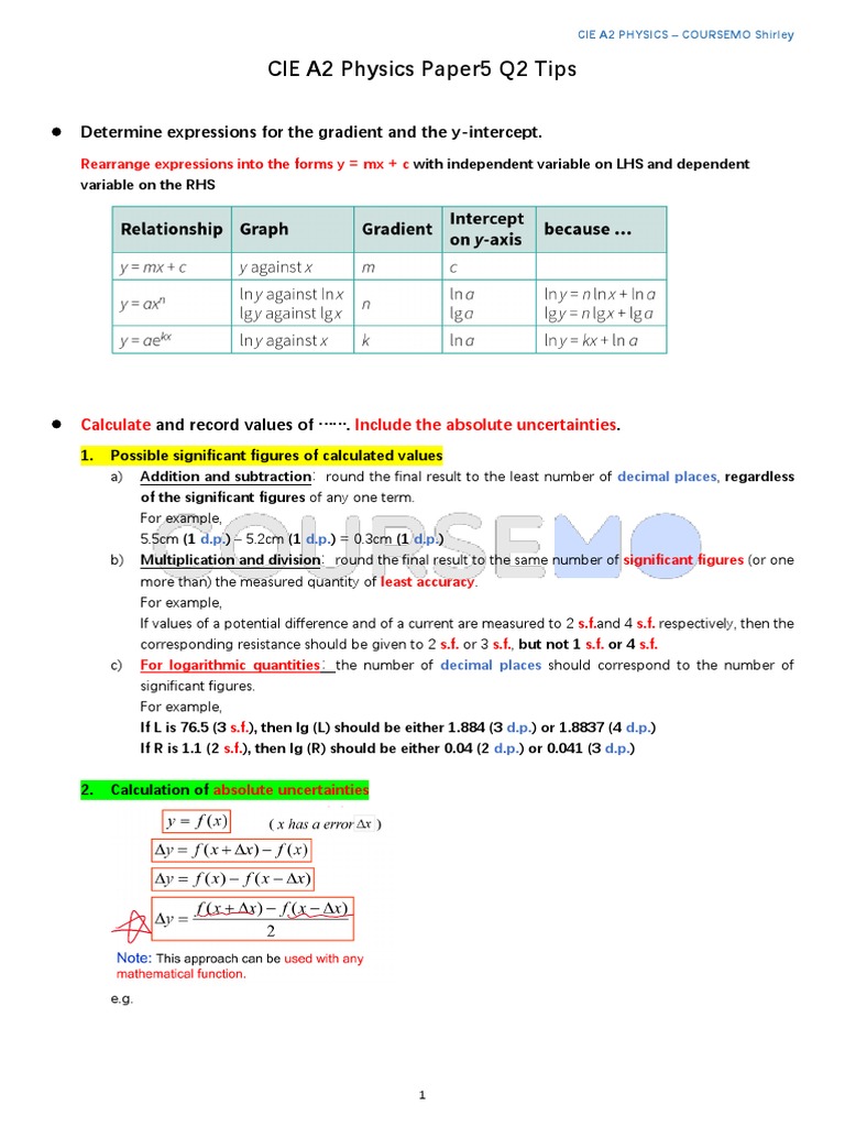 A2 Physics: Best & Worst Fit Lines | PDF | Significant Figures ...
