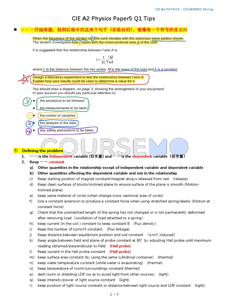 CIE A2 Physics Paper5 Q1 Tips | PDF