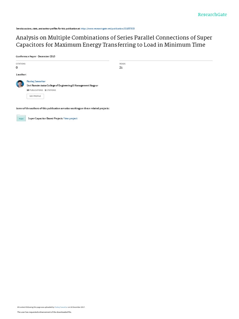 Analysis On Multiple Combinations of Series Parallel Connections of ... Analysis On Multiple Combinations of Series Parallel Connections of ...