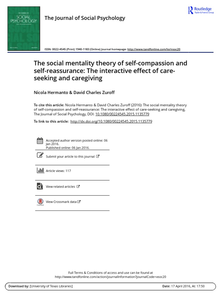 The Social Mentality Theory of Self-Compassion and Sel Ressurance | PDF ...